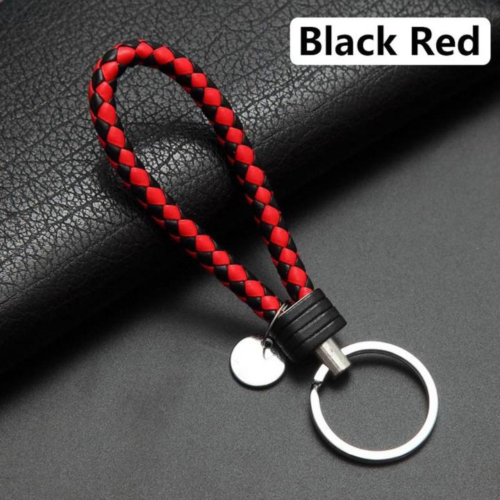 LEATHER KEY CHAIN BRAIDED WEAVING KEY CHAIN BRACELET METAL STRING CLASP ...