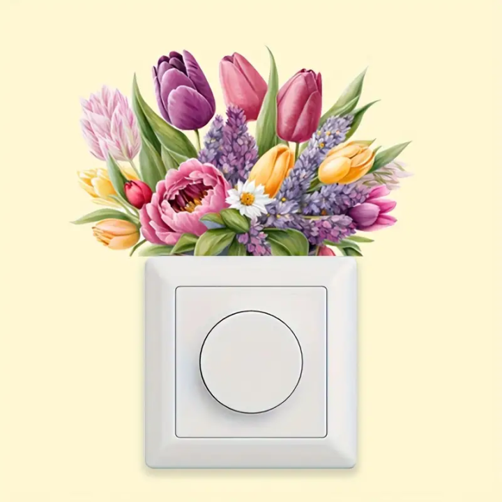Lovely Floral Switchboard Wall Decals Peel And Stick Art DIY Decor for ...