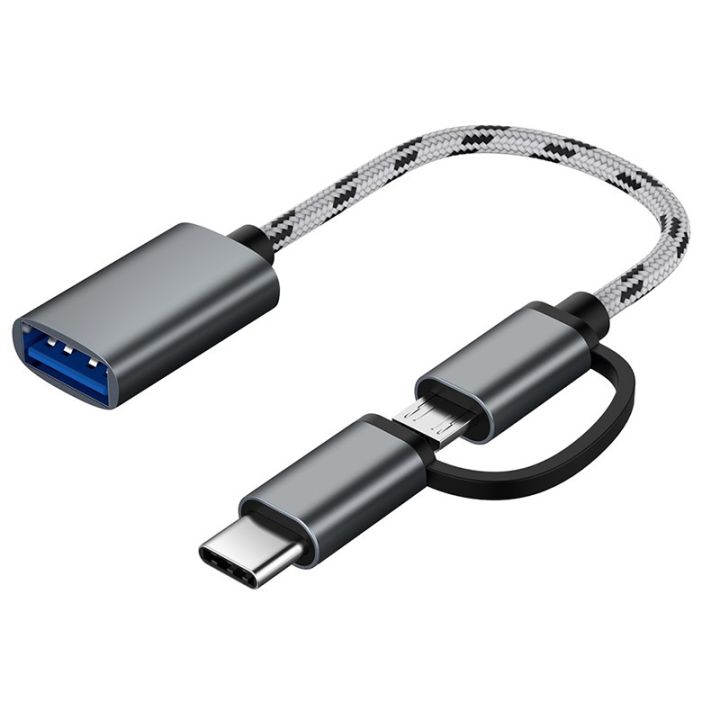 USB OTG 2 -in-1 Adapter Cable Micro USB/Type-C OTG Adapter Data Sync ...