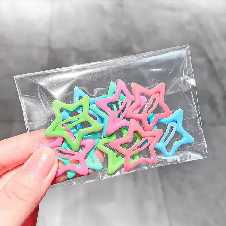 Korean Star Shape Metal Snap Hair Clips for Girls Children Star Clips ...