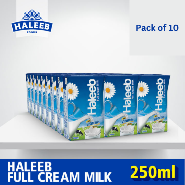 Haleeb UHT Full Cream Milk 250ml – Pack of 10 | Rich & Creamy Long Life ...