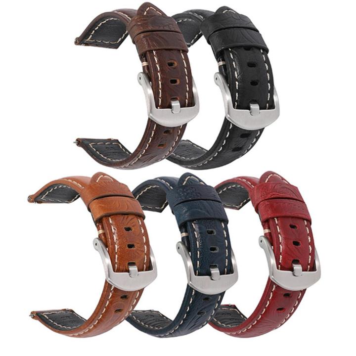 Leather Watch Strap for 22mm 20mm Beautifully Embossed Double Sided ...