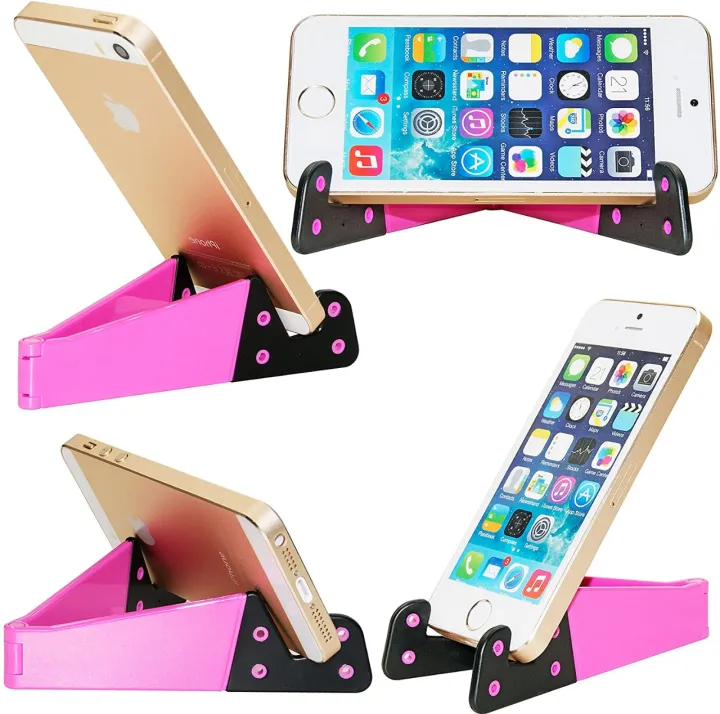 Universal Foldable Pocket Size Plastic V Shaped Mobile Phone Desk Mount ...