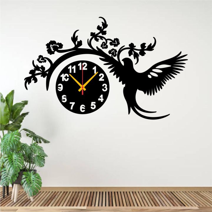 EAGLE Clock, And Butterfly Shelf, 3D WOODEN WALL CLOCK 24 INCHES WATCH ...
