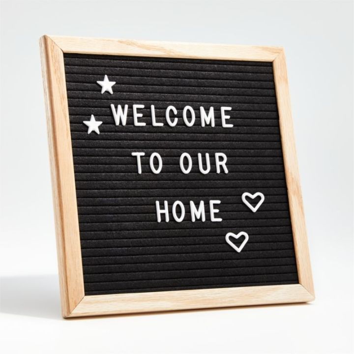 Felt Letter Board 10*10 inch Kids Word Board Wooden Frame DIY Message ...