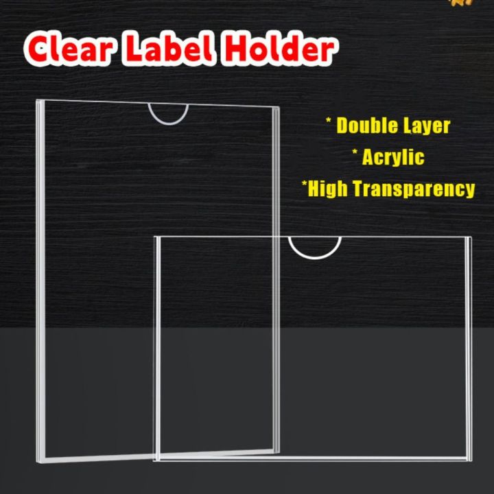 New Acrylic Label Holder Self-Adhesive Clear Photo Frame Double Layer ...
