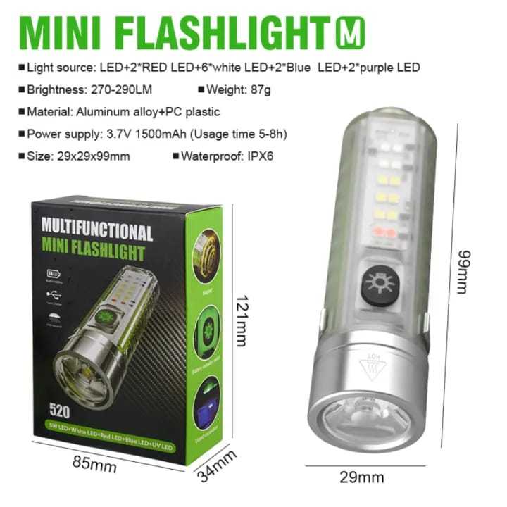 Best Quality Portable Mini Flashlight 8 Mode LED Multi-function ...