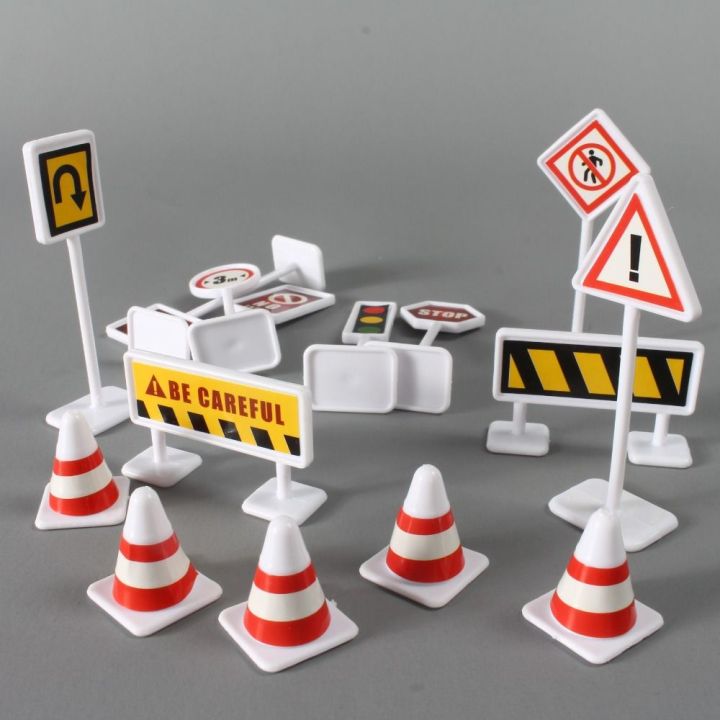 15Pcs/Set Safety Education Traffic Signs Mini Traffic Signs Model Toy ...