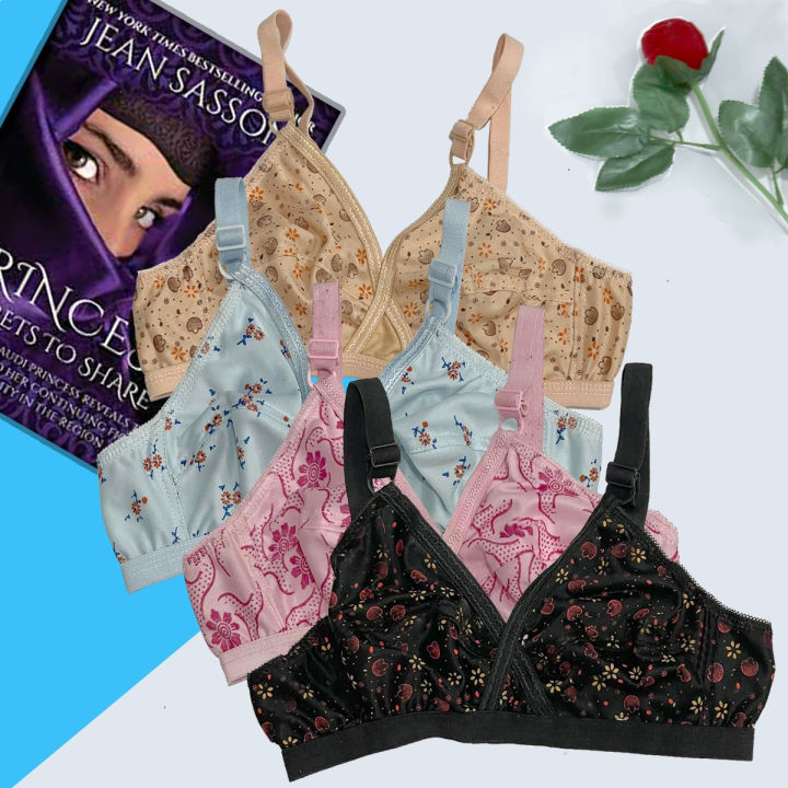 Pack of 4 bras Printed Cotton JERSEY Bra Fashion / PC JERSEY Women ...