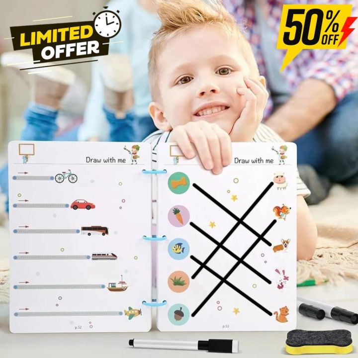 Magical Reusable Preschool Tracing Book | 64 Pages | Lines, Shapes, Pen ...