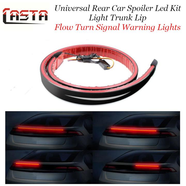 Universal Rear Car Spoiler Led Kit Light Trunk Lip - Flow Turn Signal ...
