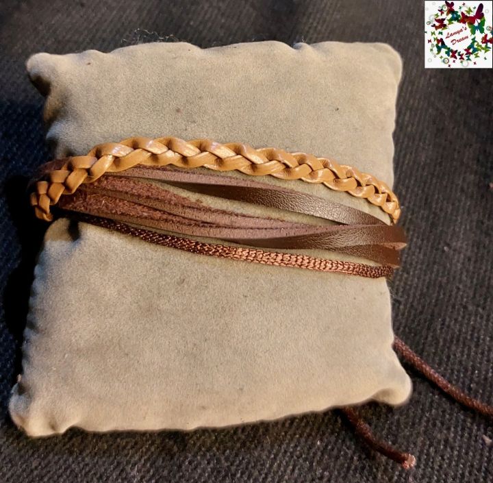 Wrist Hand Bands Black and Brown Color Lather 3 layer Bracelet for Men ...