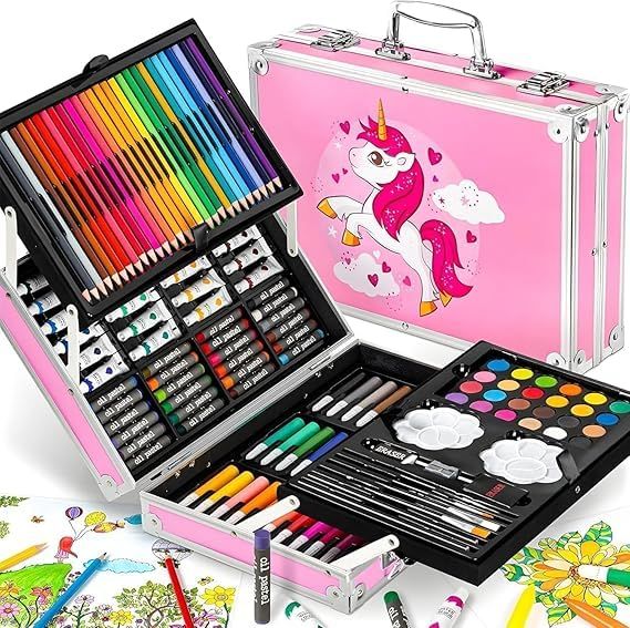 145 Pcs Art Color Kit with Cartoon Characters | Kids Drawing & Painting ...