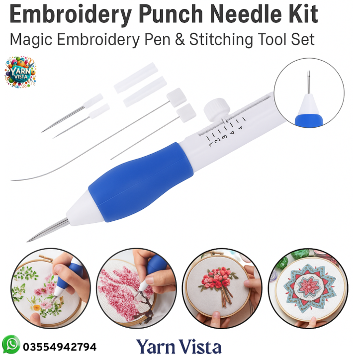 Yarn Vista | Embroidery Punch Needle Kit – Magic Embroidery Pen Magic ...