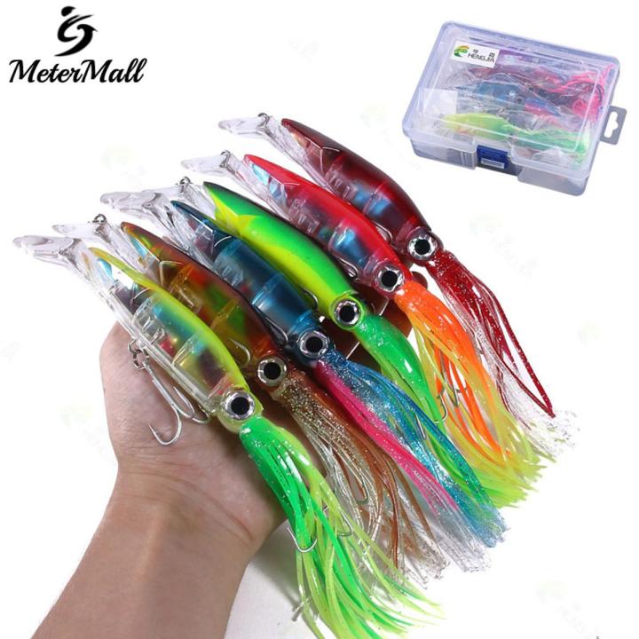 MeterMall 6pcs 14cm 40g Simulation Squid Fishing Lures Kit Artificial ...