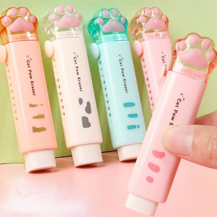 4PCS Push-pull Cartoon Cat Claw Eraser Art Drawing School Supplies ...