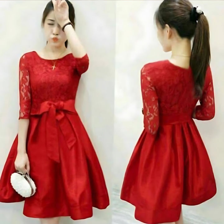 Star Garnet New Design Red Short Silk Frock For Girls/Ladies Sr-011 ...