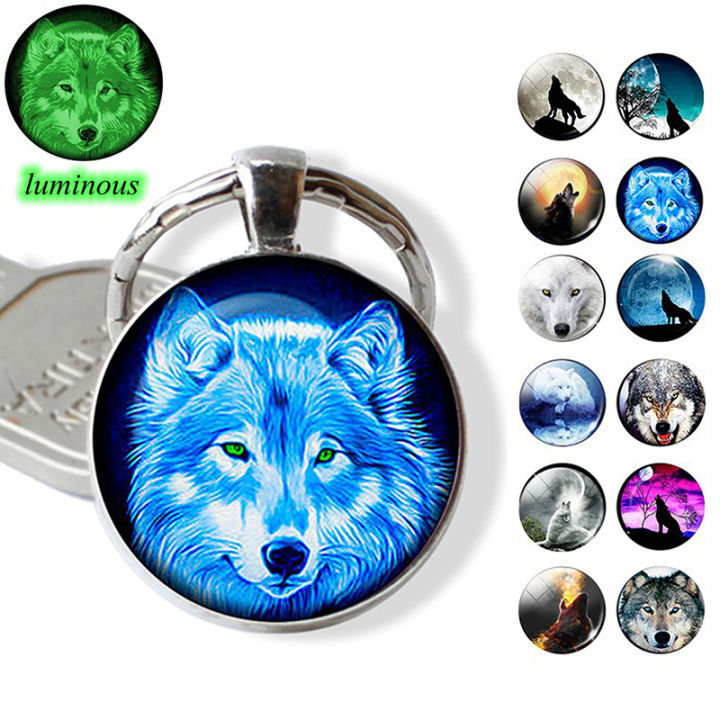 Glow In The Dark Wolf Key Chain Key Rings Holder Luminous Wolf Head ...