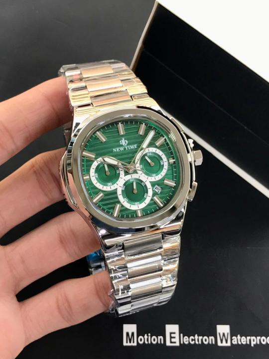 NEW TIME Original Men’s Chronograph Watch – Nautilus Design, Stainless ...