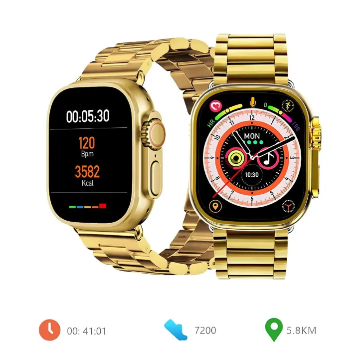 GD9 Ultra Max Gold Edition Smartwatch: Double Strap, Large 2.02 Display ...