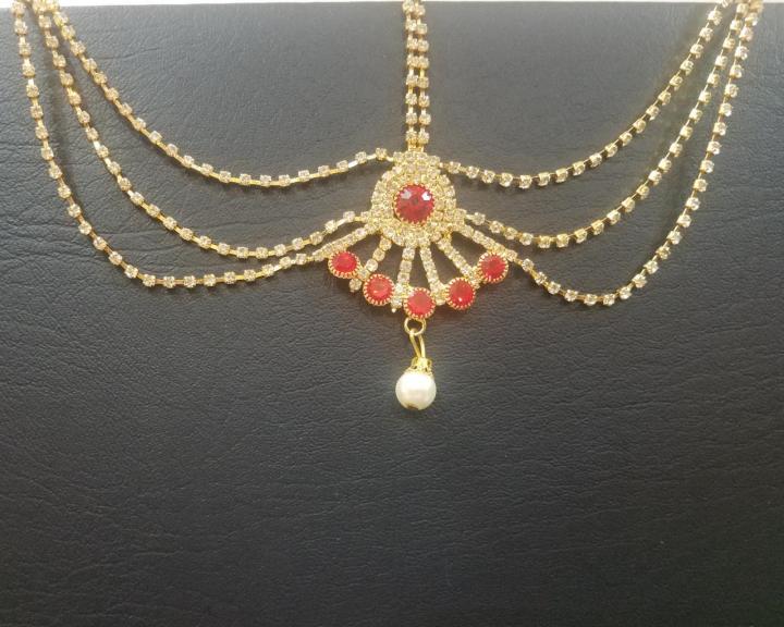 Golden Bridal Teka Matha Patti Wedding Maang Tikka Headband Bindiya ...