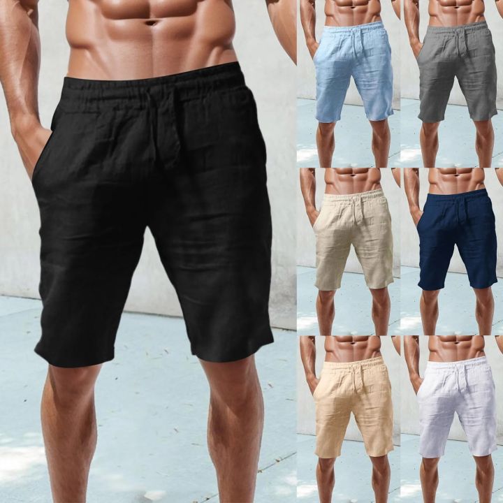 Oversized Casual Soild Shorts Men Summer Cotton Linen Shorts Man ...