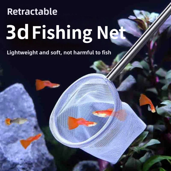 New Telescopic Pole Mini Fishing Nets Metal Handle Round Fish Tank ...