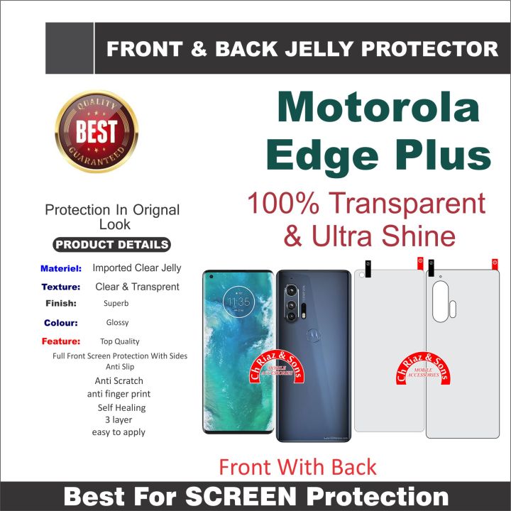 motorola edge plus Front and Back Hydrogel Jelly Protector For motorola ...