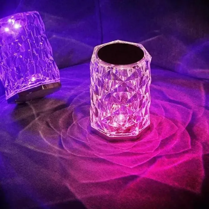badgeSHERICE - Crystal Lamp Rose Light Diamond Lamp 16 Colors Changing ...