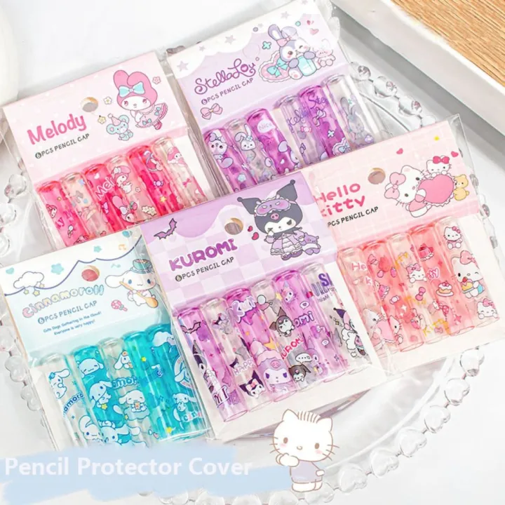 6PCS/Set Multi Functional Plastic Pencil Cap Cartoon Kuromi/Melody ...