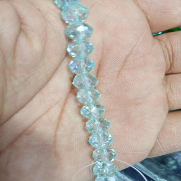 Aqua colour crystal string in round shape size is 8mm for sale in very ...