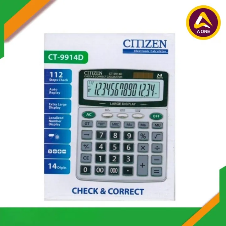 CT-9914D Check & Correct Calculator | Large 14-Digit Display, Dual ...