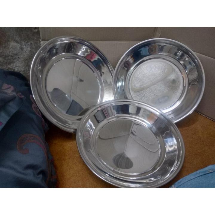 3 Pcs Mixing Plate Thaal Parate Stainless Steel Size 12 inches | Daraz.pk