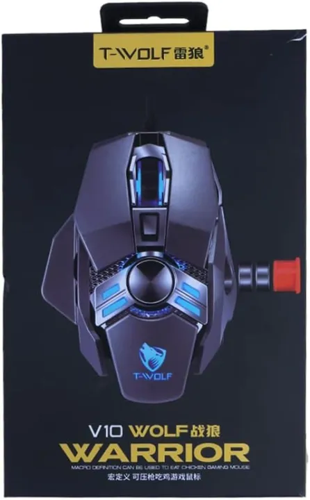 T-WOLF V10 WARRIOR BLACK RGB GAMING MoUSE 7 Buttons Programmable For More Convenient Game ...