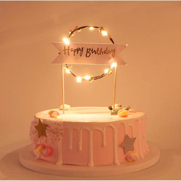 LED Lights Happy Birthday Cake topper for Birthday Party Decorations 4 ...