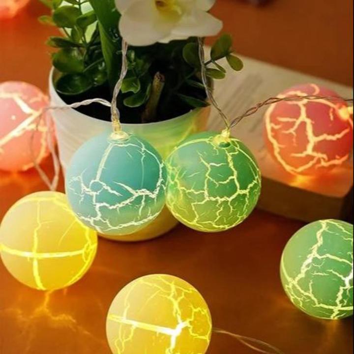 10 Cracked Ball LED String Light Battery Operated/ LED Cracked Ball ...