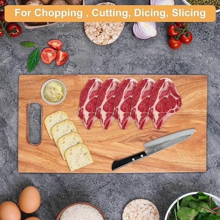 Upgrade Your Kitchen! Wooden Chopping Board (15"x8"x0.7") with Handle ...