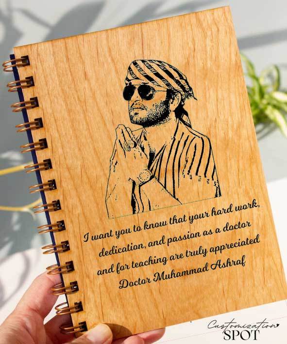 Premium Wooden Customized Name & Picture Engraved Diary | Daraz.pk