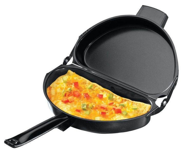 AT - Non-Stick Folding Omelette Pan Hand Frying Pan Stainless Iron ...
