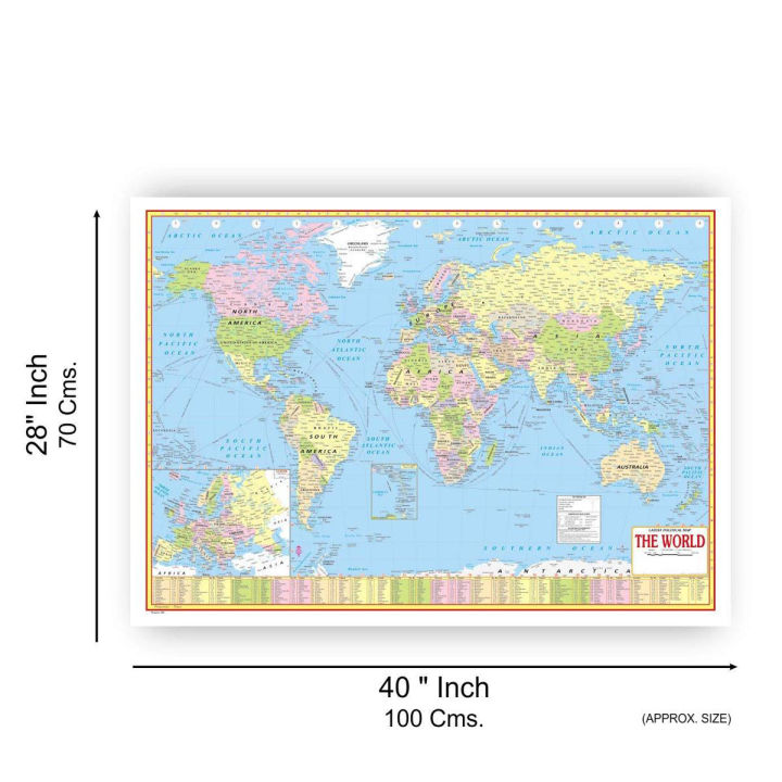 World Map size 28inch x 40inch | Daraz.pk