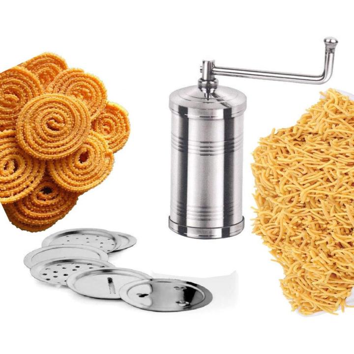 Stainless Steel Pasta Maker Sev Maker With 6 Different Jali | Daraz.pk