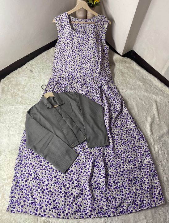 Koti style 2 piece Printed Maxi with solid koti | Daraz.pk