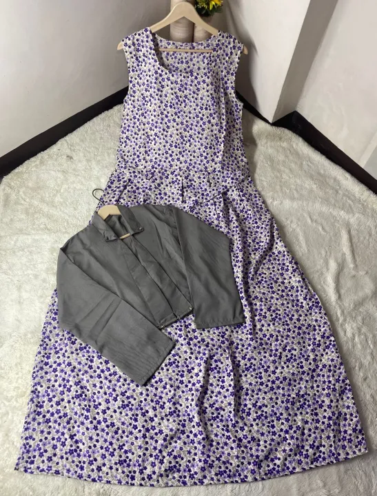 Koti style 2 piece Printed Maxi with solid koti | Daraz.pk