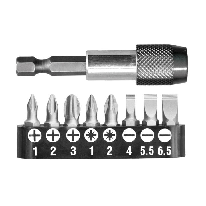 TOTAL 9 Pcs S2 Industrial Steel Magnetic Screwdriver Bits Set TACSD3091 ...