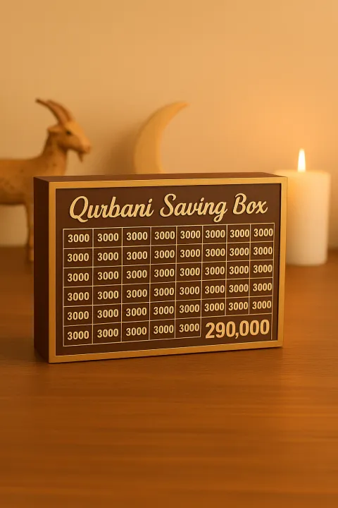 Qurbani Saving Box 290000 PKR | Wooden Money Saving Box | Islamic ...