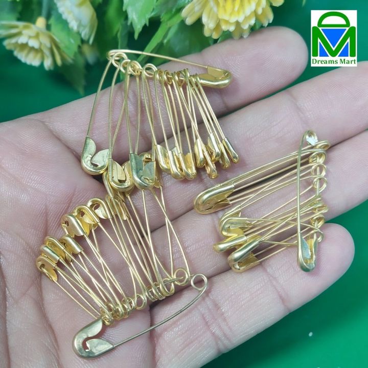 DreamsMart Pack of 48pcs golden color different sizes safety pin ...