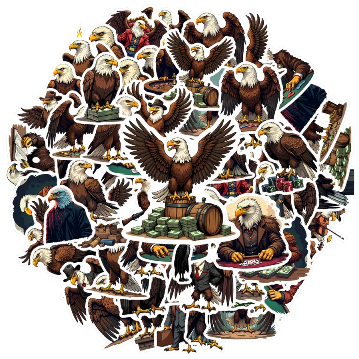 Powerful Mafia Decals Comic Eagle Adhesive Label Luxurious Feathered ...