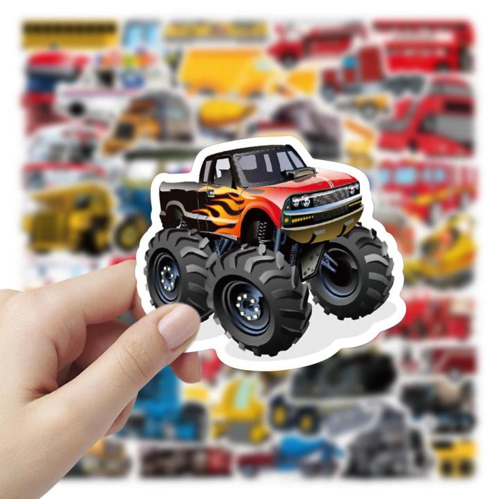 50Pcs/pack Mixed Vehicle Car Engineering Sticker PVC Bus Truck ...