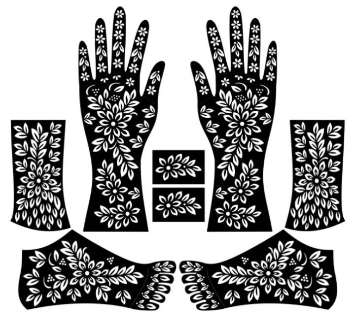 MehndiArt Bridal Mehndi Design Hand and Foot, Full set Mehndi stickers ...