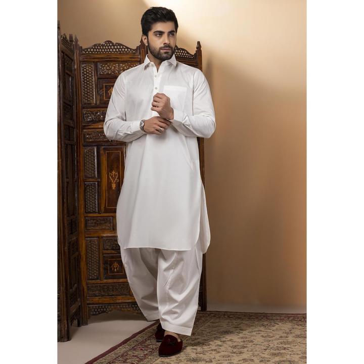 Califord's white shirt collar shalwar kameez for men | Daraz.pk